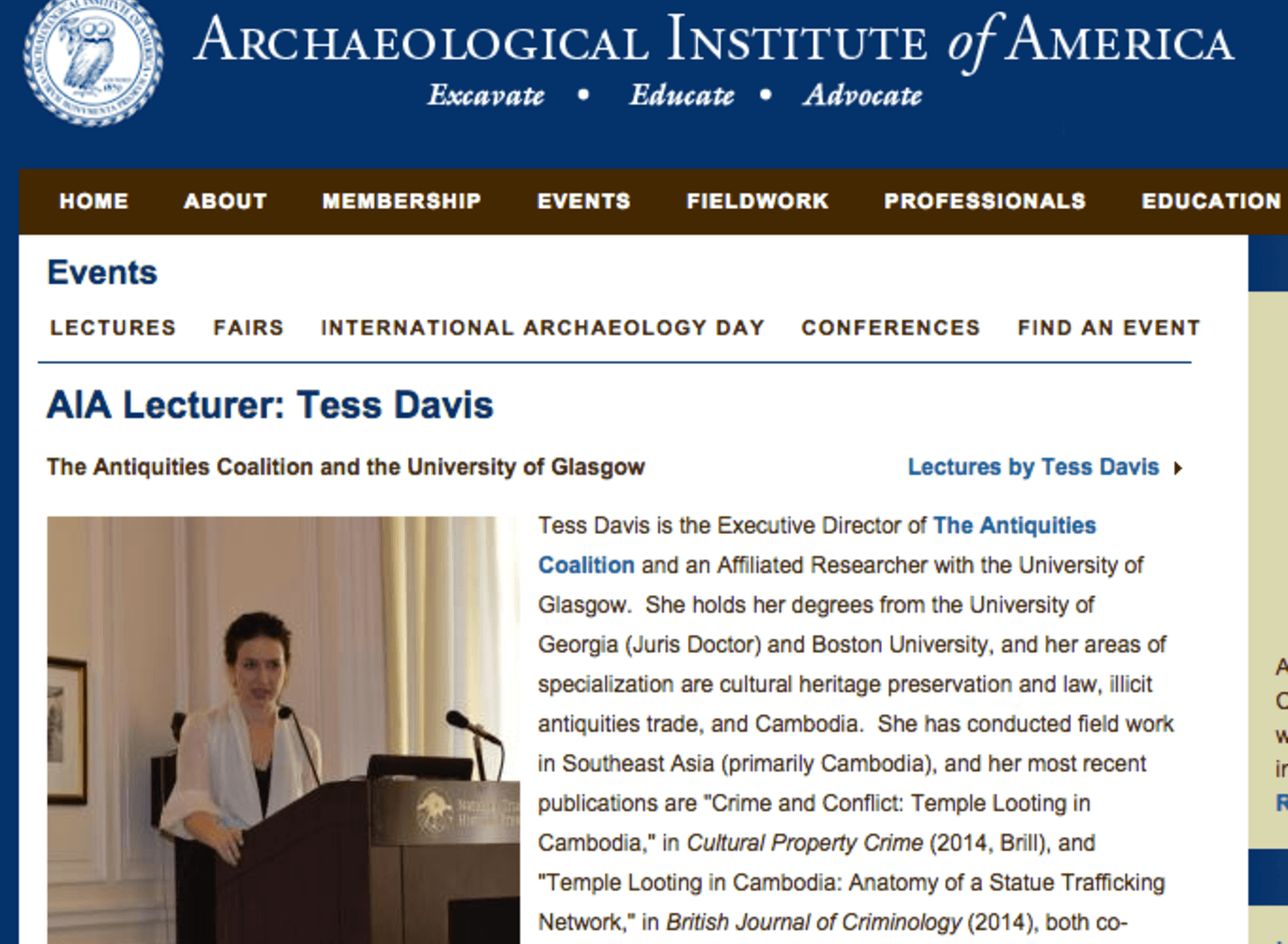 Tess-Davis-AIA-lecture- Antiquities Coalition